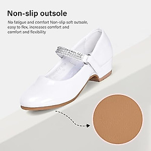 Stelle Girls Dress Shoes Toddler White Flower Girl Low Heels Mary Jane Flat for School Uniform Wedding(Little/Big kid)(7MT, T02-White)