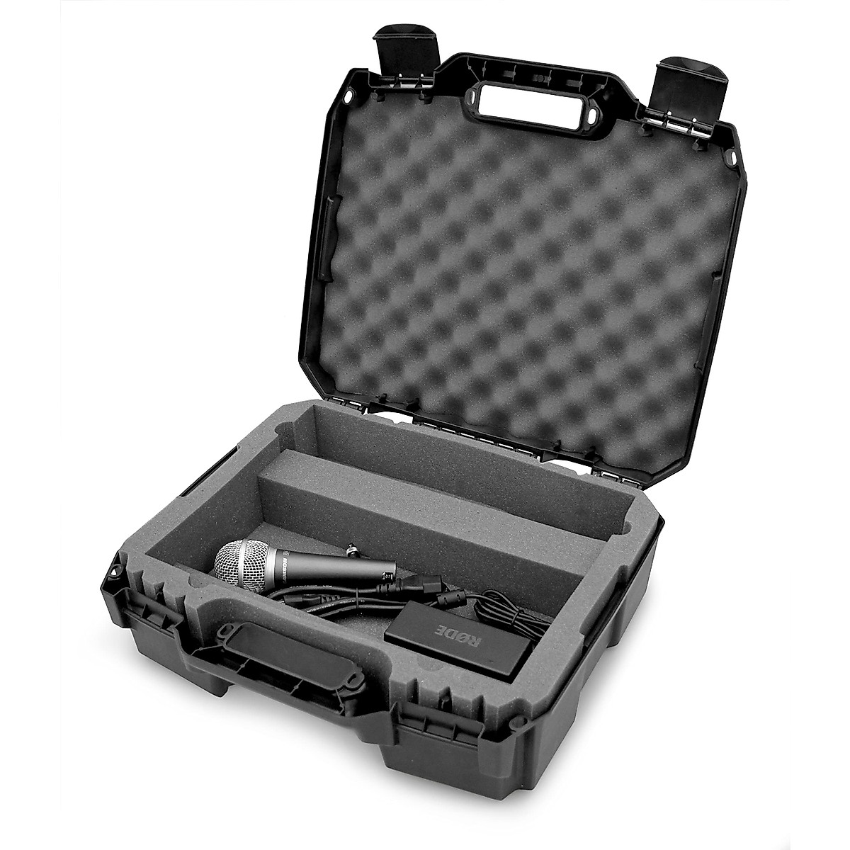 CASEMATIX Podcast Equipment Hard Case Compatible With RodeCaster Pro, Podcasting Microphone and Podmic Audio Mixer Accessories - Impact Absorbing Padded Foam Protection