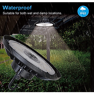 Auroriv UFO LED High Bay Light 150W|21000lm|3000,4000,5000k|3CCT,AC100-277V/347V(0-10V dimming),3.8' Cable with US Plug for Commercial Warehouse, 5-Year Warranty