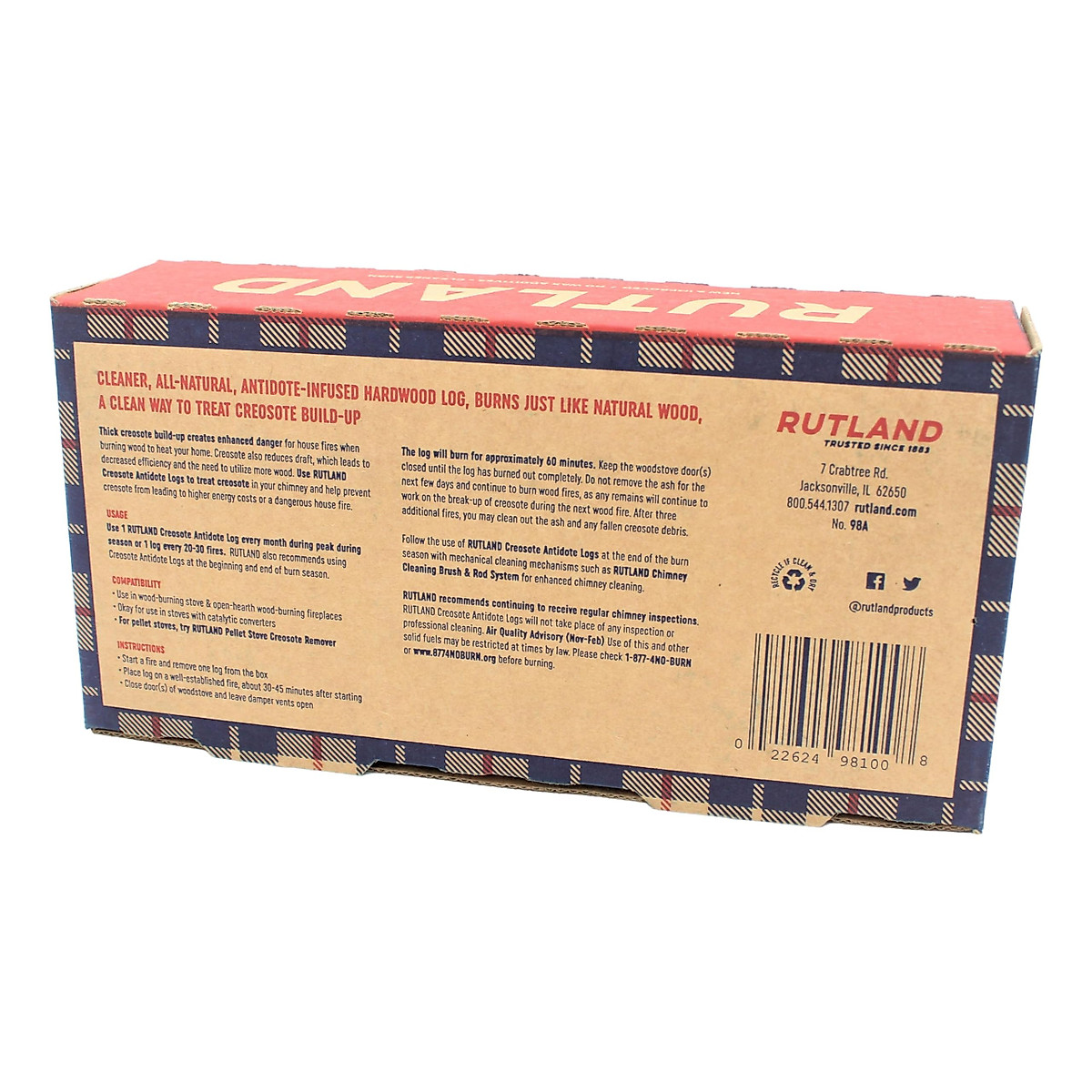 Rutland Creosote Antidote™, 3X Cleaning Power, Chimney Cleaning Fire Logs, 2-Pack Creosote Sweeping Firelogs, 2.45 lbs Each Treatment, Made in USA