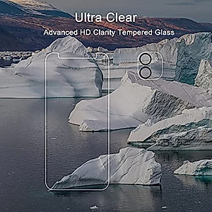Ailun 2 Pack Screen Protector Compatible for iPhone 12[6.1 inch] + 2 Pack Camera Lens Protector,Tempered Glass Film,[9H Hardness] - HD