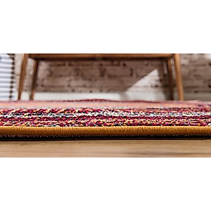Unique Loom Estrella Collection Rustic, Distressed, Modern, Abstract Area Rug, 6 ft, Orange/Black
