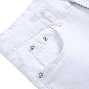 ANBOBER Men's Ripped Skinny Jeans Slim Fit Stretch Distressed Jeans for Men Straight Leg Denim Pants (White, 42)