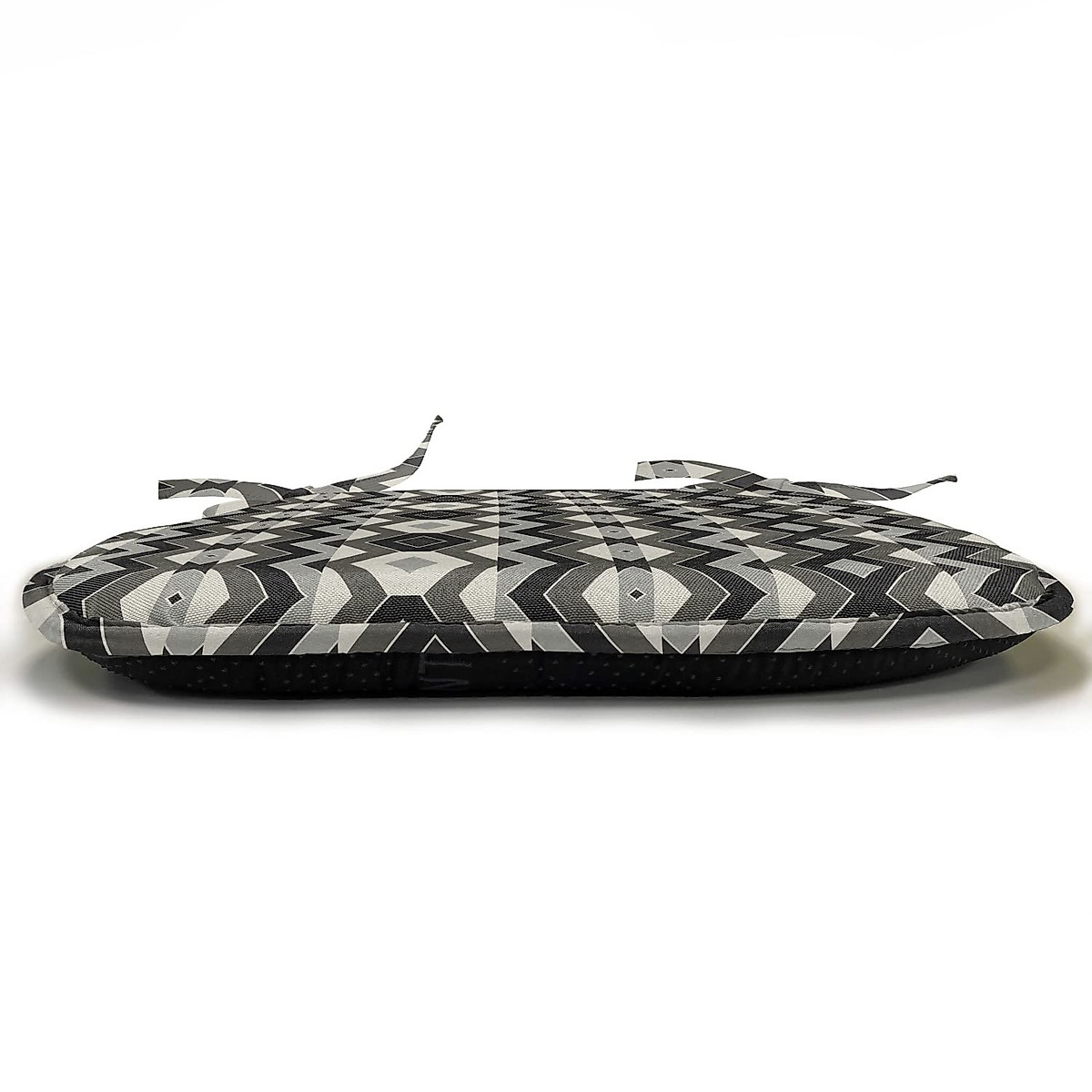 Ambesonne Geometric Chair Seating Cushion Set of 2, Aztec Tribal Folk Zigzags Chevron Traditional Bohemian, Anti-Slip Seat Padding for Kitchen & Patio, 16"x16", Charcoal Grey Black