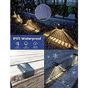 Solar Step Lights, Solar Deck Lights Outdoor, Warm White Led Solar Lights for Outdoor Waterproof Decorative Lighting, Fence Lights with Dusk to Dawn Wall Lights for Yard, Garden