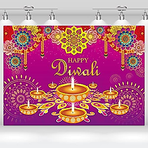 Funnlot Wall Backdrop for Diwali Festival Decorations - 5.9 x 3.2ft Banner for Happy Diwali Photo Booth