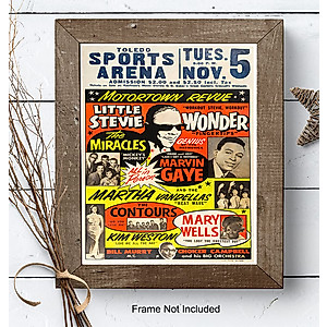 Motown Black Music - African American Wall Art - Black Art - Black Culture - Black History - Stevie Wonder, Marvin Gaye Concert Posters Wall Decor - Famous African American History - Afro Wall Art