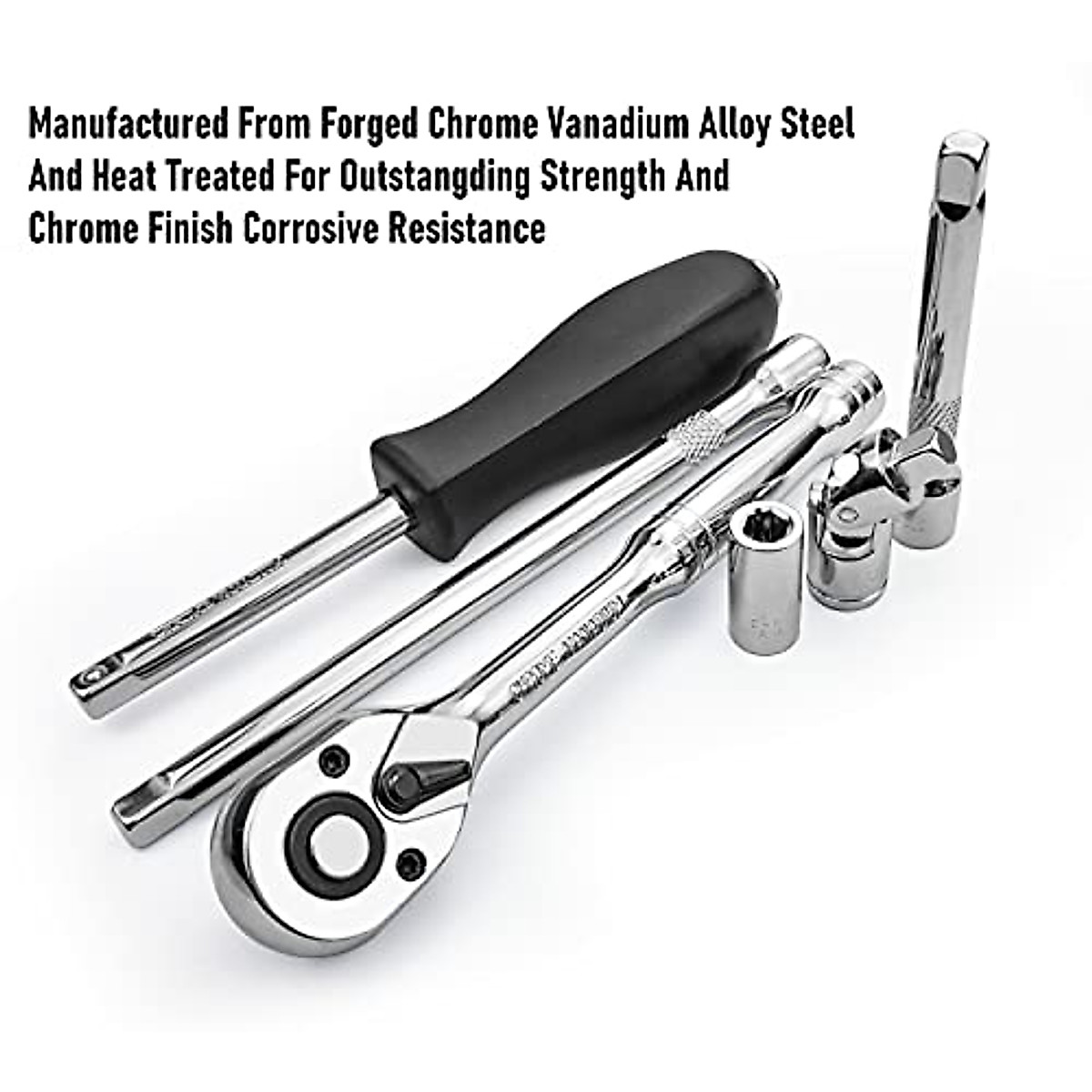 SEKETMAN 76-Piece 1/4" Drive Socket Set,1/4-Inch Drive Master Socket Set with Ratchets,Extensions with 1/4" Drive Bits Set,Universal Joint (5/32-Inch- 9/16-Inch, 4mm-15mm)