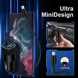 Type C Fast Car Charger for Samsung Galaxy A55/A54/A15/A14/5G/A35/A13/S24/S23 Ultra/S23/S22 Ultra/S22/S21 FE/S20/S10/S9/Plus/A53 5G,3.4A Fast Charging Android Phone Car Charger Adapter 3FT USB C Cable