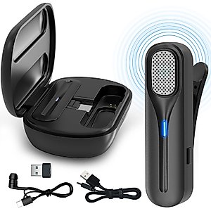 Wireless Lavalier Microphone for Android & PC,Plug&Play for YouTube,TikTok,Video Recording,Vloggers,Facebook Live Stream,Auto-Sync Noise Canceling Wireless Clip on Microphone(No Need App/Bluetooth)