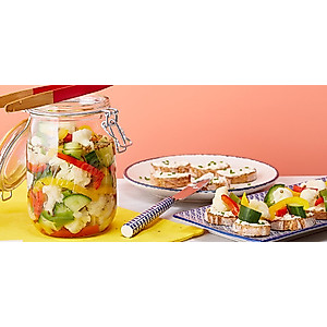 Le Parfait Super Jar, Canning Jar, 1L French Glass Canning Jar w/Round Body, Glass Jar With Airtight Lid, Canning Jar Wide Mouth, Glass Jar With Lid, Clear Jars, Clear Glass Jars (32oz/Quart, 1 pk)