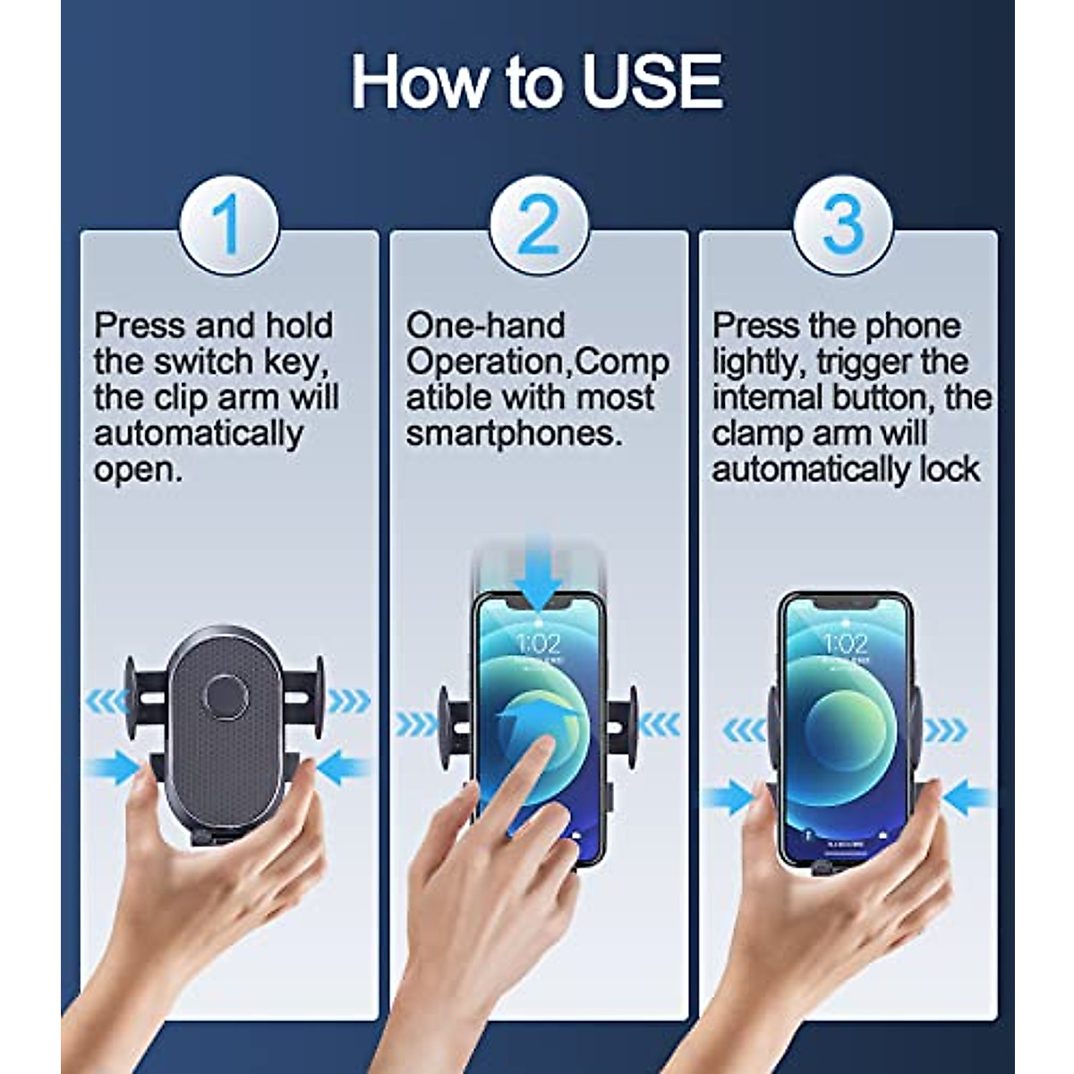 Mueczeo Windshield Phone Mount for Car, Rearview Holder Rotatable and Retractable Car Phone Holder for Car, 360° Rotating Car Phone Holder Mount Compatible with iPhone, Samsung & Other Smartphones