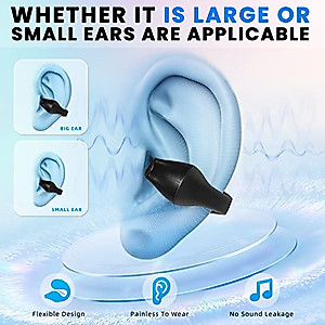 Bone Conduction Headphones Bluetooth Clip On Wireless Earbuds Open Ear Headphones Sport Ear Buds Air Conduction Headphones with Charging Case Waterproof Outer Headphones Black