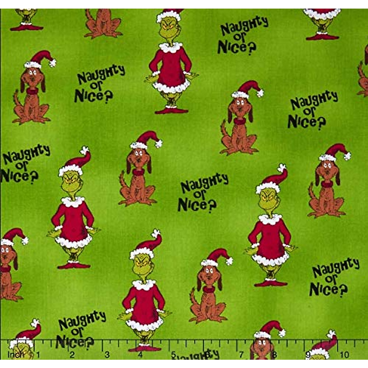 Tongtai Grinch and Max on Green Fabric by The Yard from The Grinch's Wonderland for How The Grinch Stole Christmas 6 by Dr Seuss