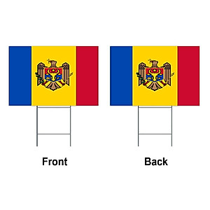 Autravelco Moldova Lawn Signs with Stakes 12x18 Inch National Flag Nautical Gifts Customized Yard Sign for House Rent Lawn Decoration Props