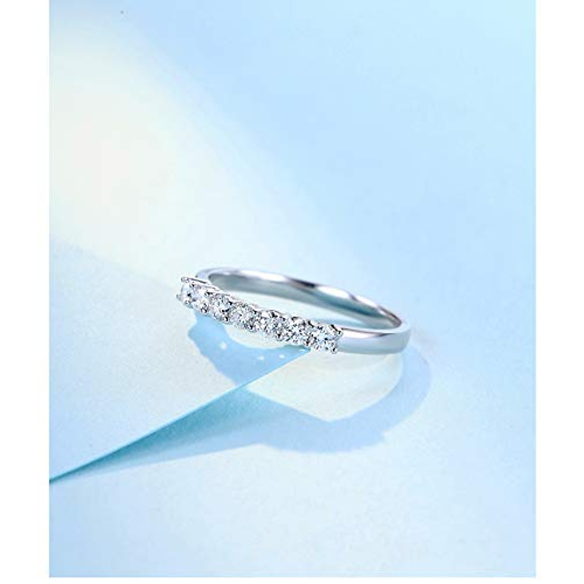 KnBoB Wedding Engagement Rings for Women,18K White Gold Row Drill 0.28ct Diamond Size 6.5