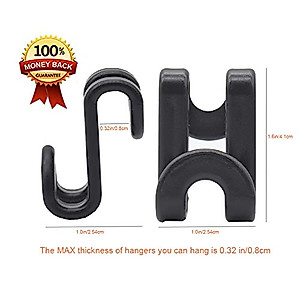 Kclongvs 60 Pcs Clothes Hanger Connector Hooks, Mini Cascading Hanger Hooks for Velvet Huggable Hangers, Wooden Hangers, Heavy Duty Space Saving for Closet (Black,60)