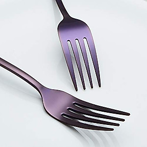 Flatware Set for 1, 5-Piece, Stainless Steel Silverware Cutlery Tableware Include Knife/Fork/Spoon by IRONX (purple-18/0-5p)