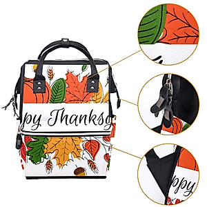 Happy Thanksgiving Day Harvest Pumpkin and Crops Diaper Bag Backpack Baby Nappy Changing Bags Multi Function Large Capacity Travel Bag