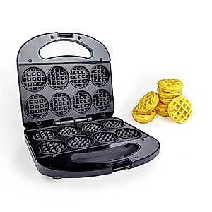 FineMade Mini Waffle Maker Machine, Small Waffle Bites Maker for Kids, Makes 8 x 2” Tiny Waffle Bites, Ideal for Breakfast, Snacks, Desserts and More
