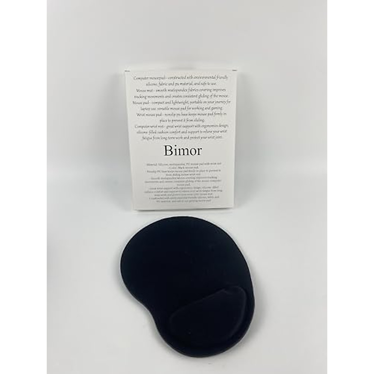 Bimor Mousepads Mouse Pad with Wrist Rest Support, Gel Mouse Pads with Non-Slip PU Base, Pain Relief Memory Foam Mousepad for Laptop PC, Cute Office Supplies Desk Accessories Jet Black
