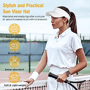 Lanzom Mens Womens Sun Visor Hats Short Brim Hat Running Hat Foldable Adjustable for Tennis Golf Running (US, Alpha, Small, Large, White)