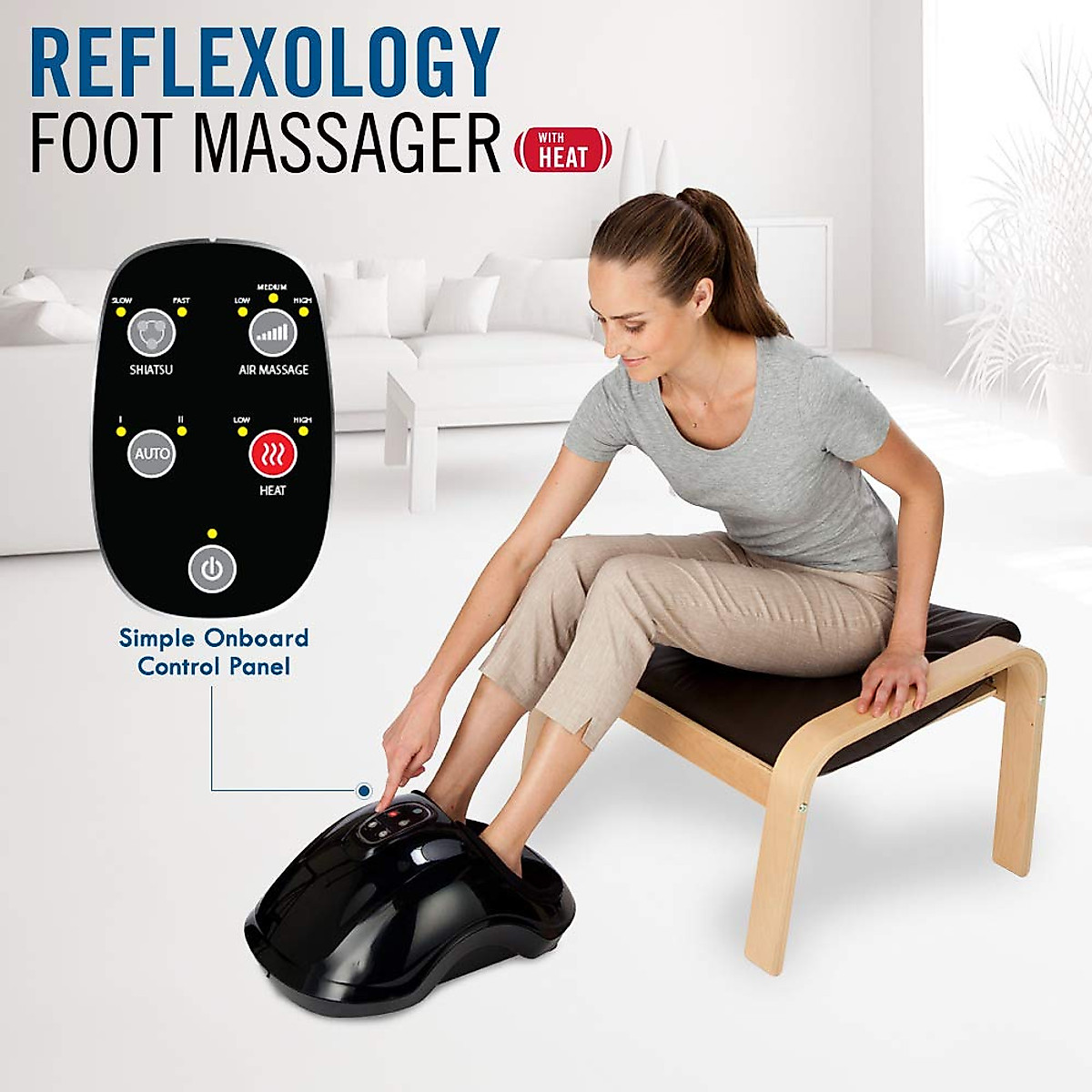 Daiwa Felicity Foot Massager Machine - Shiatsu Foot Massager with Heat and Kneading Motion Helps Relax and Rejuvenate Sore Feet - Can Relieve Pain Associated with Plantar Fasciitis and Neuropathy