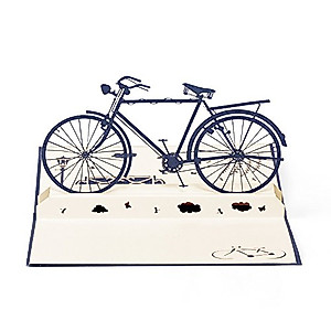 Paper Spiritz Retro Bicycle Pop up Cards Birthday, 3D Mother's Day Cards, Anniversary Thank You Wedding Greeting Card for Husband Father Brother, with Envelopes All Occasions