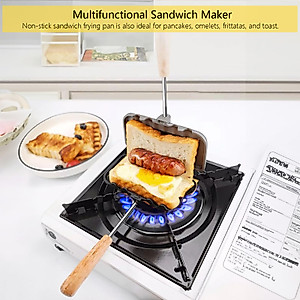 Hot Sandwich Maker, Double-Sided Sandwich Baking Pan With 7in Bread Clip,Double Sided Frying Pan for Breakfast,Hot Dog Toaster,Campfire Sandwich Maker(1Pcs)
