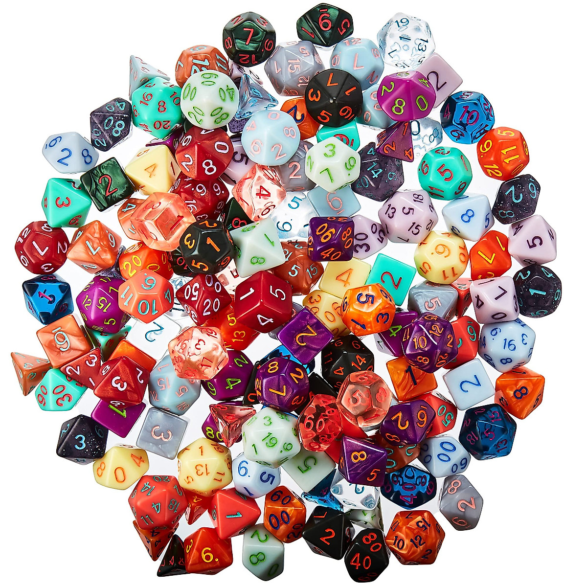 Wiz Dice Bag of Splendor - 140 Polyhedral Dice in 20 Sets - Complete Collection of Series IV Dice in Embroidered Dice Bag - TTRPG Role-Playing Bulk Tabletop RPG Gaming Accessories - D20 D6 D4
