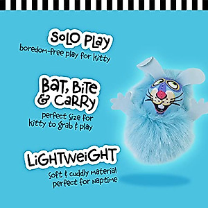 FAT CAT Fluff Bunnies Cat Toys - Catnip Kicker Toy, Blue/ Pink