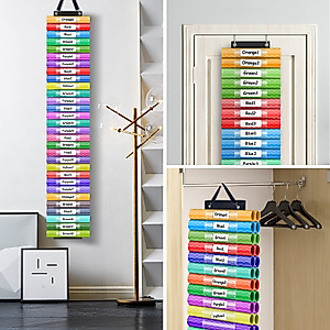 ABCxGOOD 60 Compartments Vinyl Rolls Holder,Vinyl Storage Organizer Door/Closet Hanging/Wall Mounting,Craft Vinyl Storage Rack with Name Sticker,Heavy-duty Hooks for Craft Room,Black