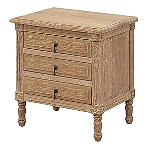 Crestlive Products Oak Nightstand with 3 Drawers, Wood Bedside Table Cabinet, Bedroom Furniture with Solid Wood Legs, Large Storage Space, Accent End Table for Home Office (1PC Oak)