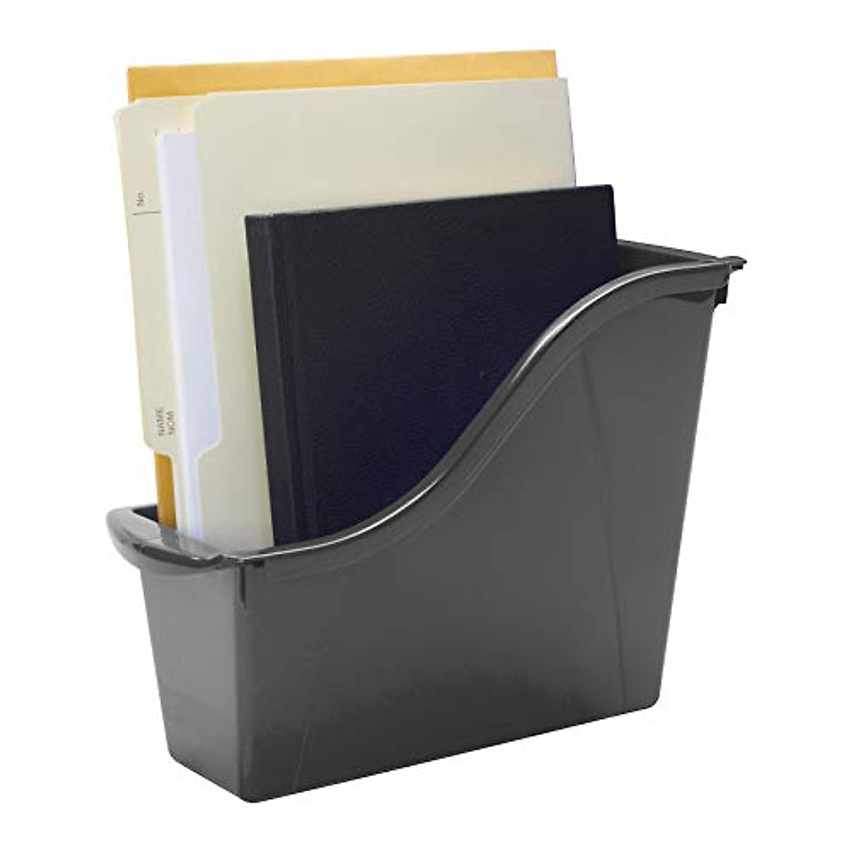 Storex Small Book Bin, 11.75 x 4.5 x 8.5 Inches, Black, Case of 12 (70123E12C)