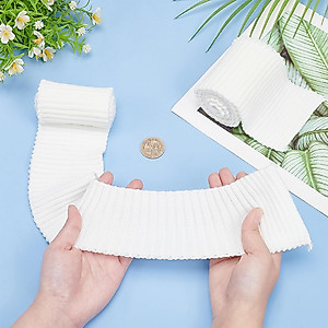 BENECREAT 2Pcs Knitted Rib Fabric Cuffs Replacement, 29.5x3inch Tubular Rib Knit Fabric for Waistband Wear Cotton Padded Jacket Sportswear Cuffs Extension, 3.5mm Thick White