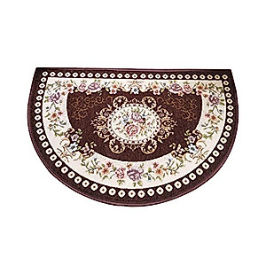 Semi Circle Door Mat, Soft Half Moon Rug, Floral Anti-Slip Carpet for Home Entrance Bedroom Living Room Bathroom Indoor Outdoor, 23.6 x 35.4inch