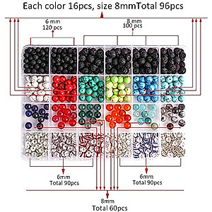 Fishdown 560 Pcs Natural Stone Healing Beads Lava - Natural Gemstone Beads Volcanic Stone Loose Beads Assortment Spacer Beads for Necklace Bracelets Jewelry Making DIY Kit