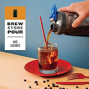 County Line Kitchen Glass Cold Brew Coffee Maker with Lid - Wide Mouth, 2 Quart (64 oz) - Heavy Duty, Leak Proof - Sun & Iced Tea Pitcher, Cold Brew Coffee, Breast Milk Storage, Water - Gray