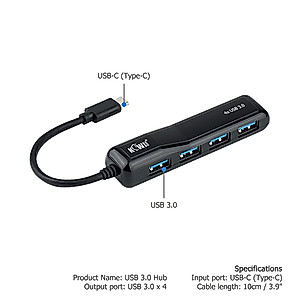 USB C Hub Splitter, 4- Port USB 3.0 Data Hub with High Speed Transfer Up to 5Gbps for iMac, MacBook, Mac Pro/Mini, Surface Pro, XPS, Notebook PC, Laptop USB Flash Drive Mobile Hard Drive