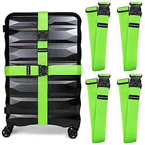 Untethered 4-Pack Luggage Straps | Durable TSA-Approved Suitcase Belt Straps | Adjustable Bag Straps for Secure Luggage Wrapping | Heavy-Duty Buckle Straps for Travel