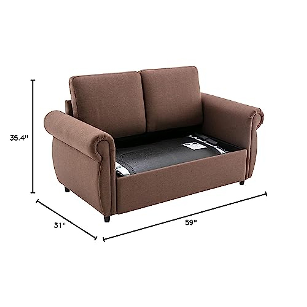 Multifunctional Velvet Loveseat Sofa with Pull Out Sleeper Couch Bed ,USB Port ,3-pin Plug & Twin Memory Mattress for Living Room Furniture Sets, Spaces Saving Design for Home, Apartment and Office