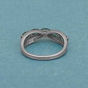 Shine Jewel Genuine Emerald 925 Silver Stacking Ring Half Eternity Wedding Stackable Band (10)
