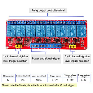 5V Relay Module with Optocoupler Isolation Support High and Low Level Trigger Relay Red Board (8 Channel 5V Relay)