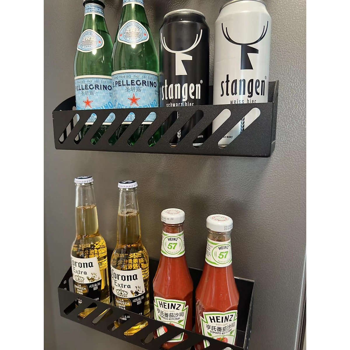 NAFCOOL Magnetic Spice Fridge Rack Shelf Organizer for Refrigerator, 3 Packs Moveable Magnetic Seasoning Organizer Shelves Kitchen Gadgets for Refrigerator Microwave Oven Coffee Maker Washer, 12” Long