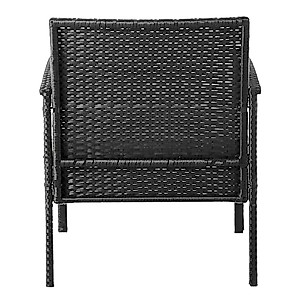 Manhattan Comfort Noli Steel Rattan 3-Piece Patio Conversation Set with Cushions, Cream