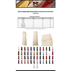 MixMatchy Women's Basic Foldable High Waist Regular and Plus Size Maxi Skirts Mustard 2XL