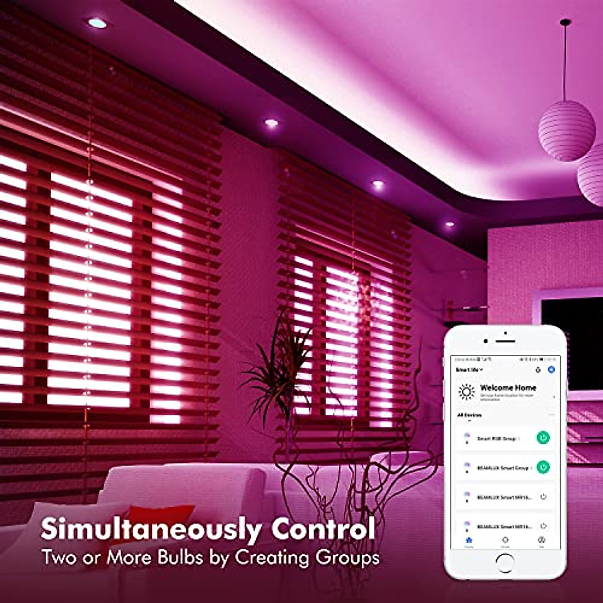 BEAMLUX Smart WiFi MR16 Color Changing led Bulbs RGBCW, Dimmable with App Control, 40° Beam Angle AC/DC 12V GU5.3 Base, Compatible with Alexa and Google Home Assistant, No Hub Required (2PACK)