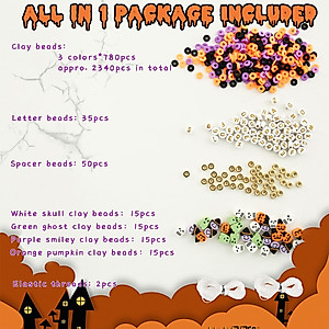 Megoogo Thansgiving Day Clay Beads Bracelet Making Kit, 2340 pcs Polymer Heishi Flat Round Fall Clay Beads with 145 pcs Charms for Friendship Bracelets Making DIY Crafts