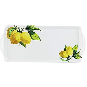 Calypso Basics Melamine Sandwich/Tidbit Tray, White, Lemon, Green, Small (6419)
