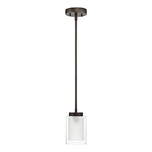 XiNBEi Lighting Pendant Lighting Modern 1 Light Mini Pendant Light with Dual Glass in Dark Bronze, Adjustable Hanging Ceiling Light for Kitchen & Living Room XB-P1195-DB
